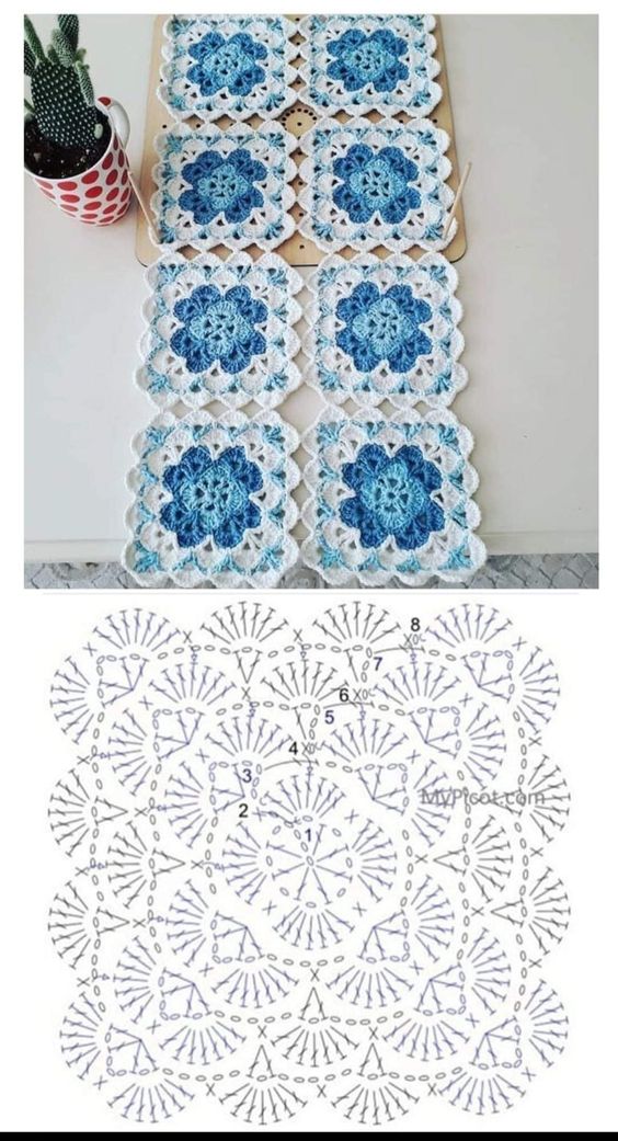 Bavarian Square Crochet Pattern – Tutorial – All free – Crafts for love