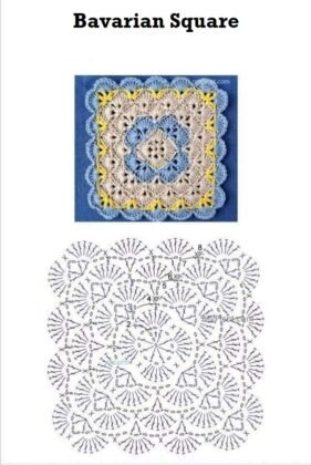 Bavarian Square Crochet Pattern – Tutorial – All free – Crafts for love