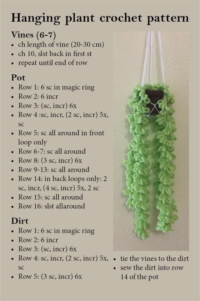 Hanging Plant Crochet – TUTORIAL – All free – Crafts for love
