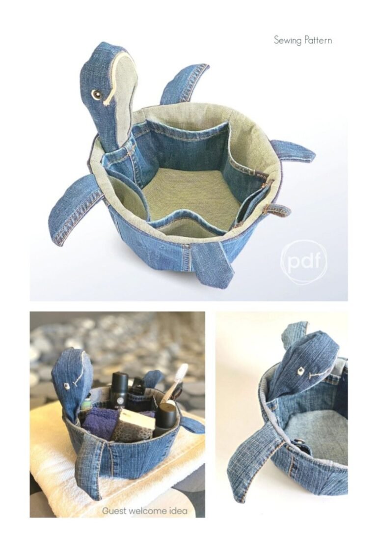 Turtle Basket – TUTORIAL – All free – Crafts for love