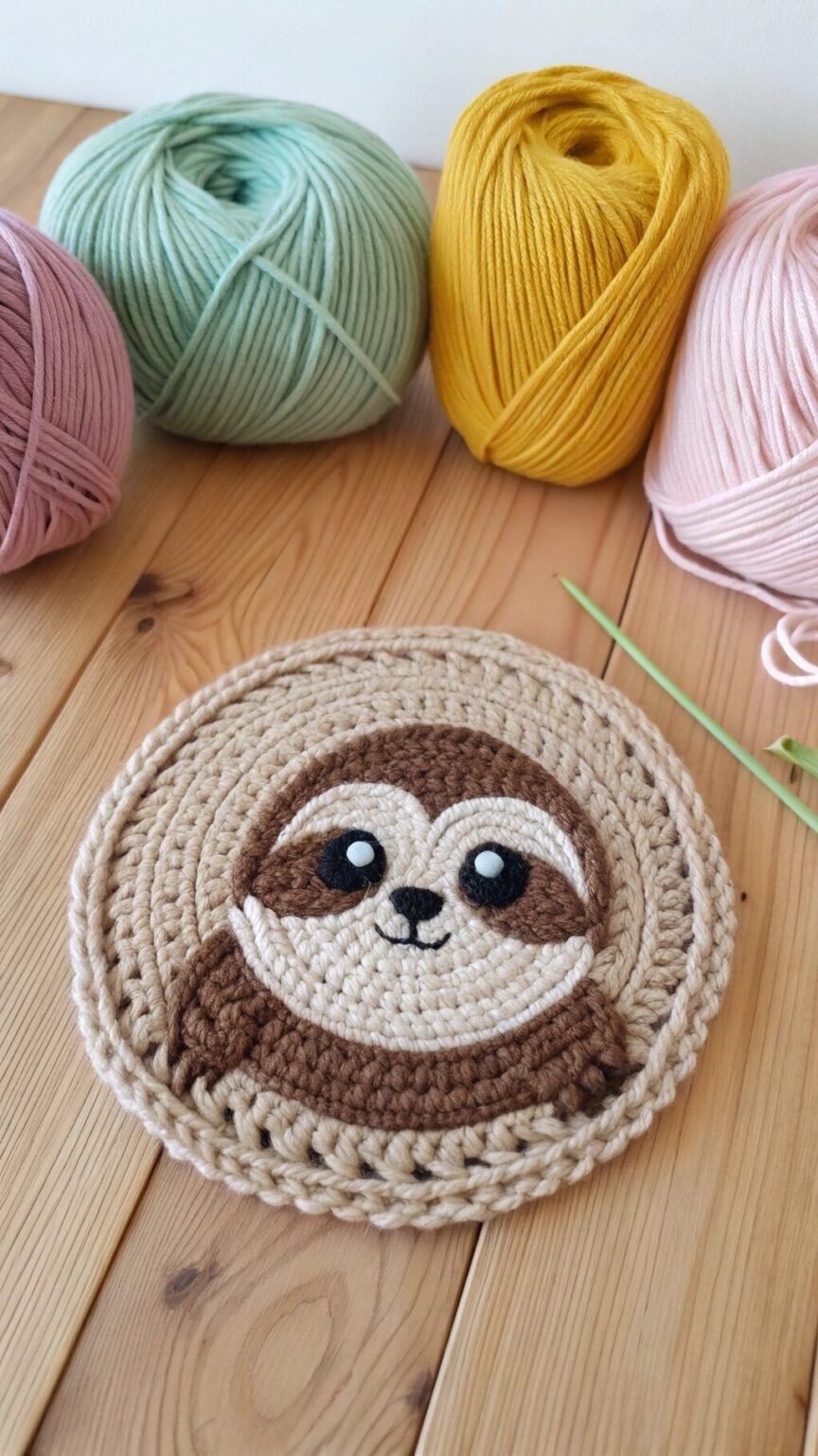 Sloth Crochet Coaster – Tutorial – All free – Crafts for love