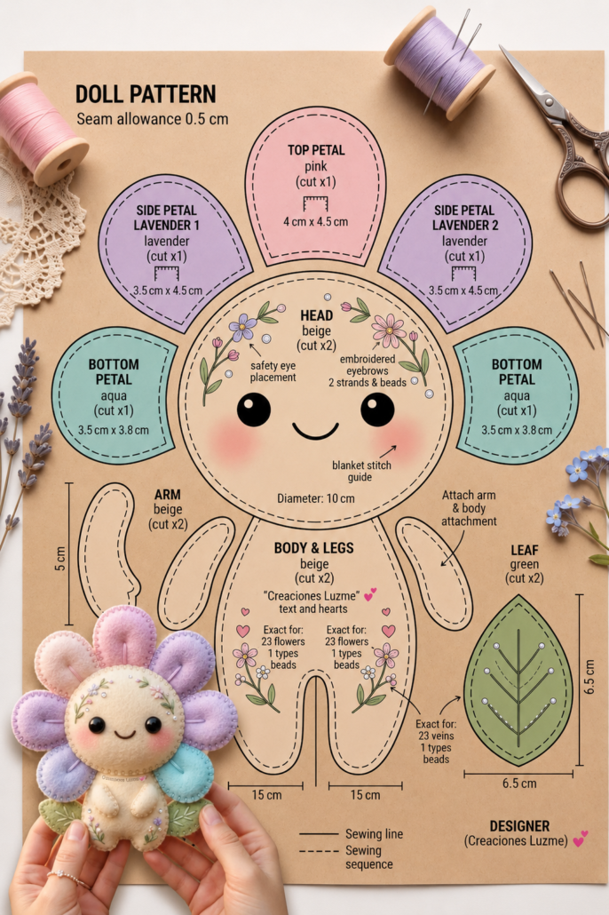 How to Make a Flower-Shaped Doll – All free – Crafts for love